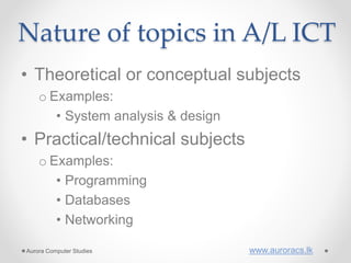 AL ICT at Aurora Computer Studies | PPT