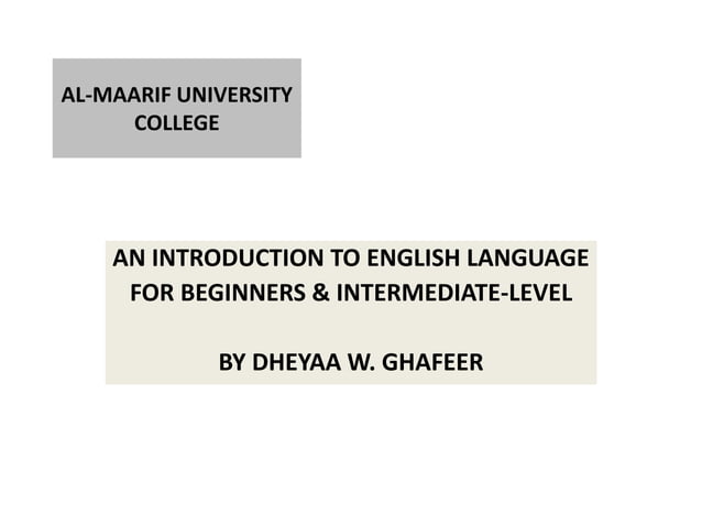 Basics of English language: How to Start Learning English | PPT