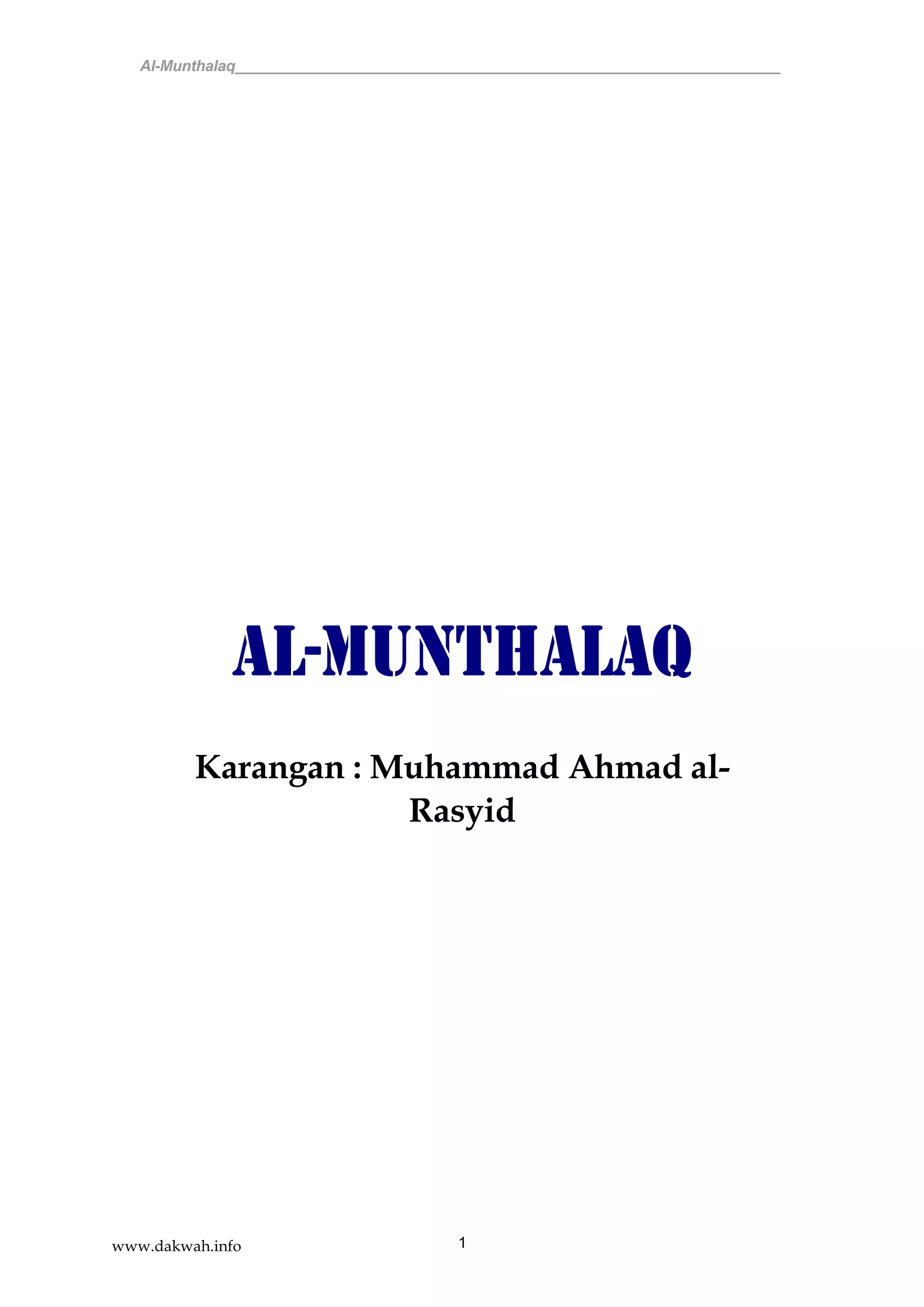 Al muntalaq - Syeikh Muhd Ahmad ar-Rasyid | PDF