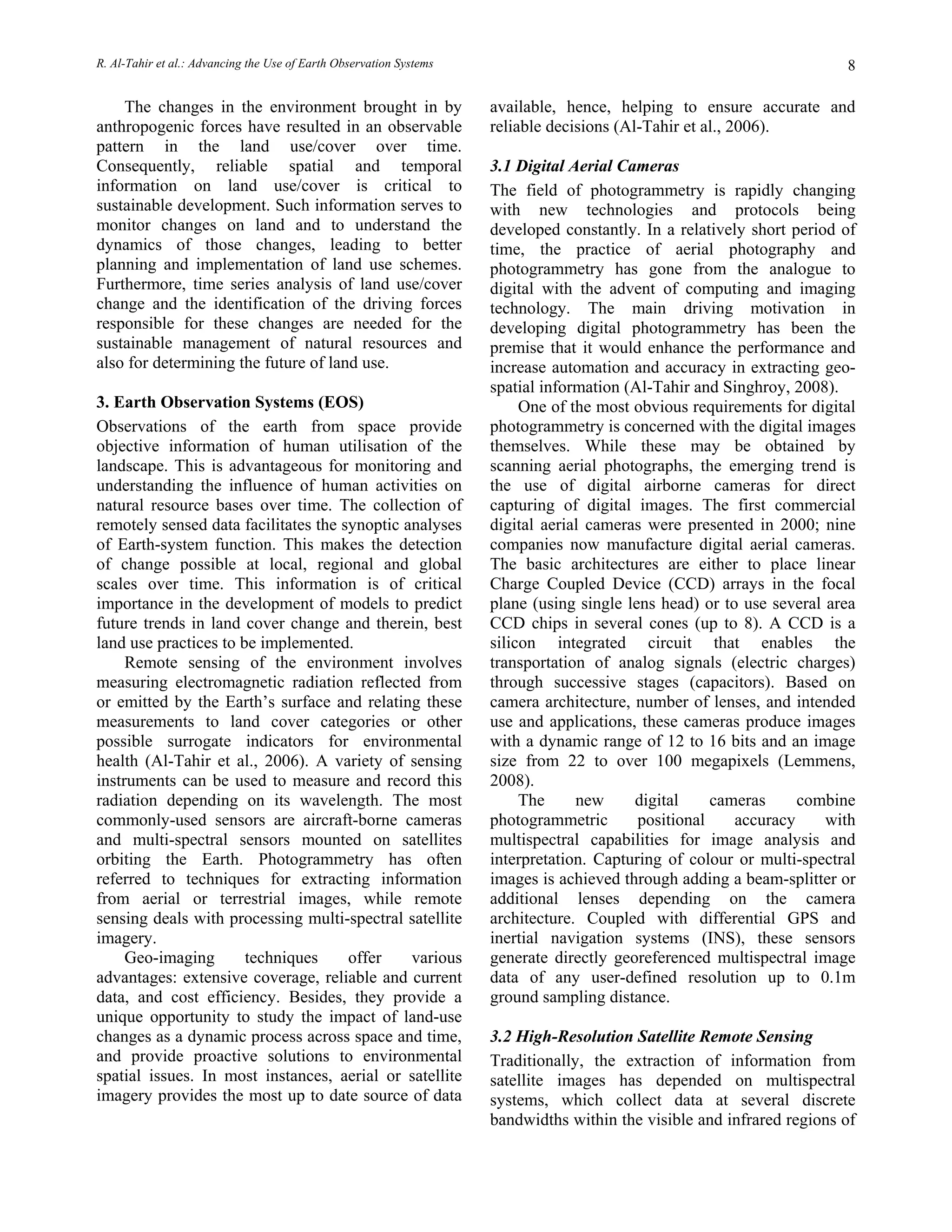 Advancing the Use of Earth Observation Systems for the Assessment of Sustainable Development | PDF