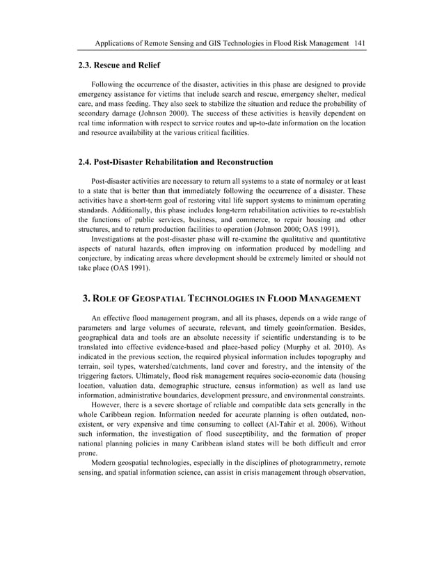 Applications Of Remote Sensing And Gis Technologies In Flood Risk