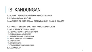 Al urf : Perbincangan dan Applikasi | PPT