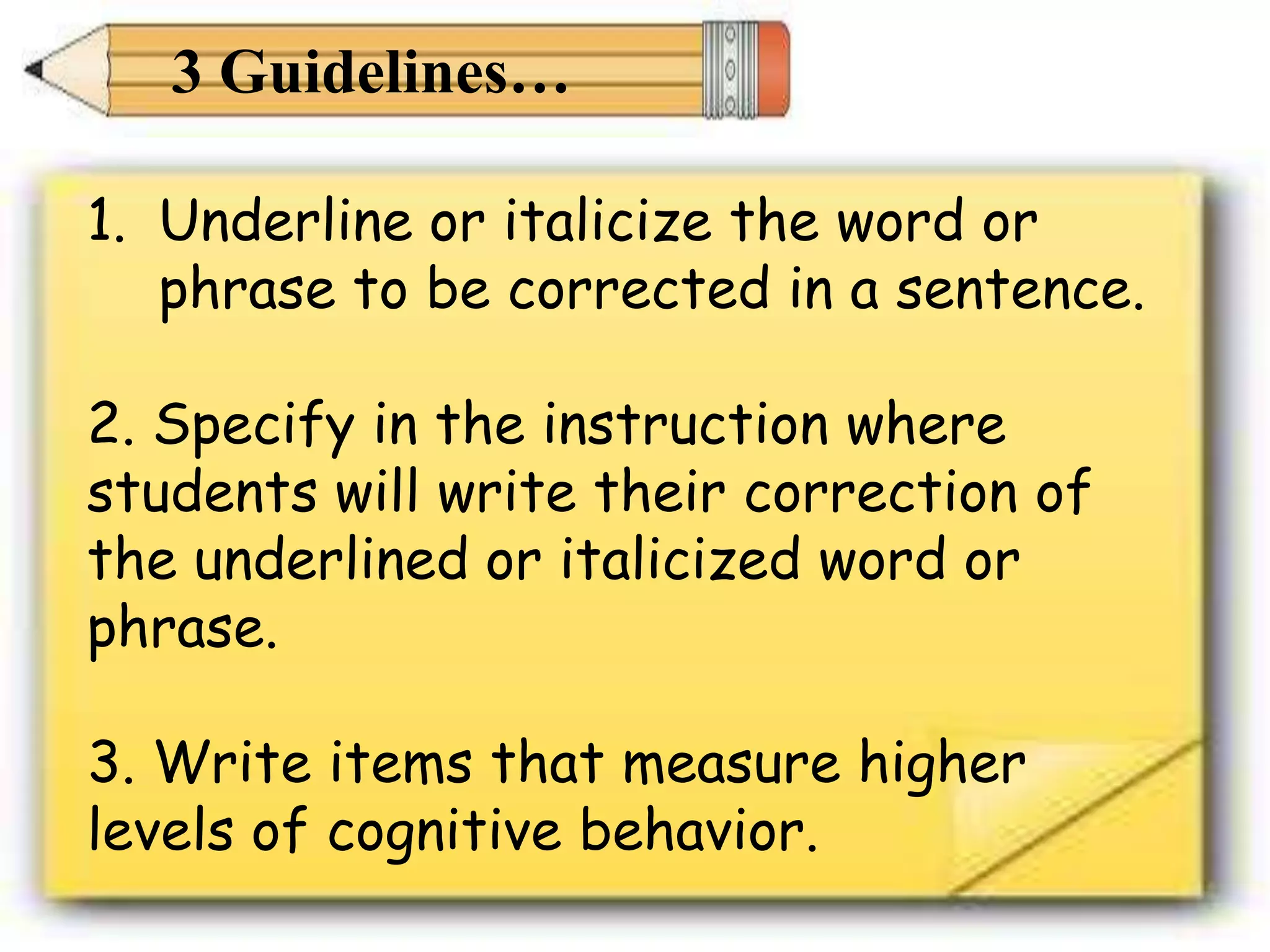 Constructing Objective Paper And Pencil Tests | PPTX