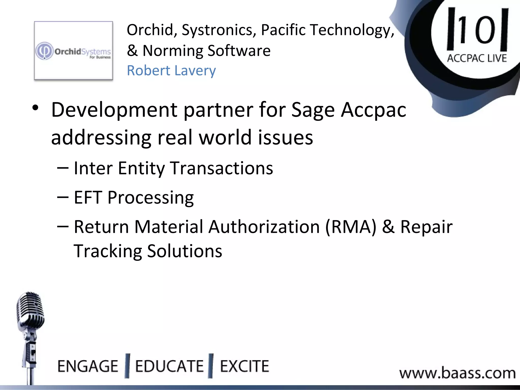 Accpac Live - Meet the Exhibitors | PPT