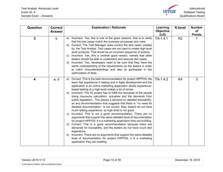 Answers to ISTQB Test Analyst sample questions | PDF