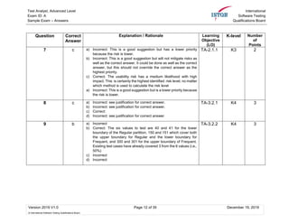 Answers to ISTQB Test Analyst sample questions | PDF
