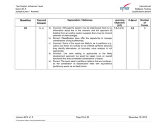 Answers to ISTQB Test Analyst sample questions | PDF