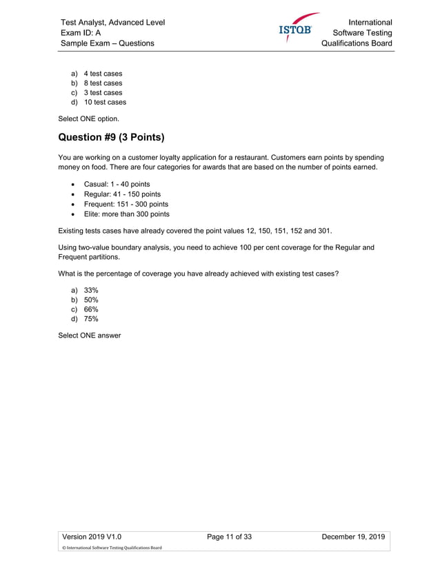 ISTQB Test Analyst Sample Question Paper | PDF