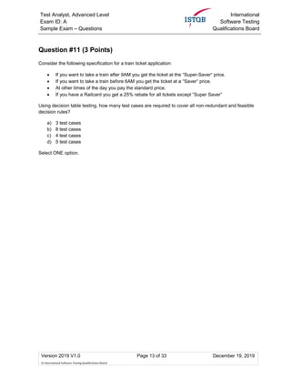 ISTQB Test Analyst Sample Question Paper | PDF