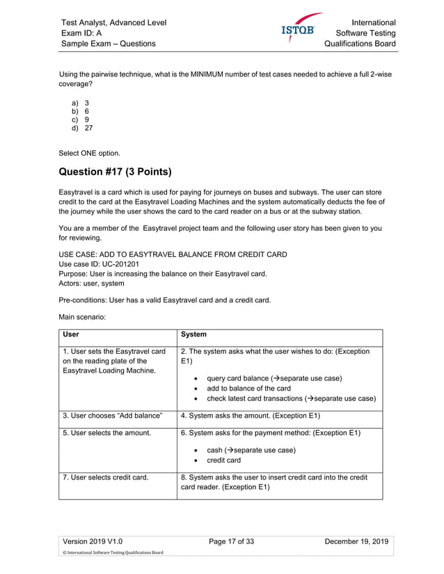 ISTQB Test Analyst Sample Question Paper | PDF