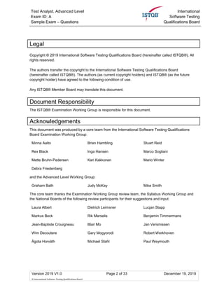 ISTQB Test Analyst Sample Question Paper | PDF