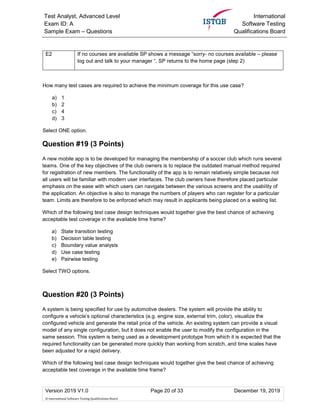 ISTQB Test Analyst Sample Question Paper | PDF
