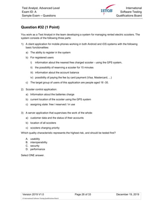 ISTQB Test Analyst Sample Question Paper | PDF