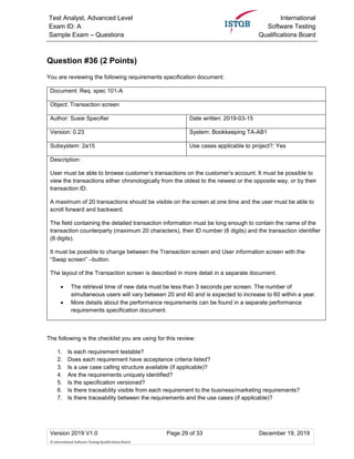 ISTQB Test Analyst Sample Question Paper | PDF