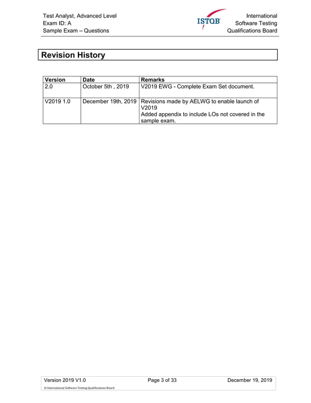 ISTQB Test Analyst Sample Question Paper | PDF