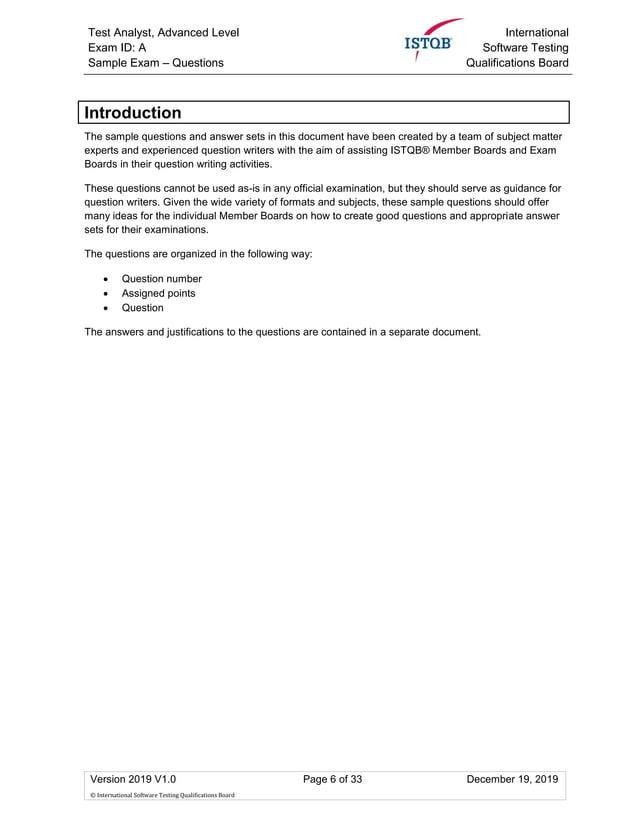ISTQB Test Analyst Sample Question Paper | PDF