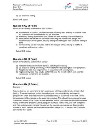 ISTQB Technical Test Analyst Sample Question Paper | PDF