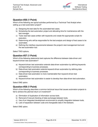 ISTQB Technical Test Analyst Sample Question Paper | PDF