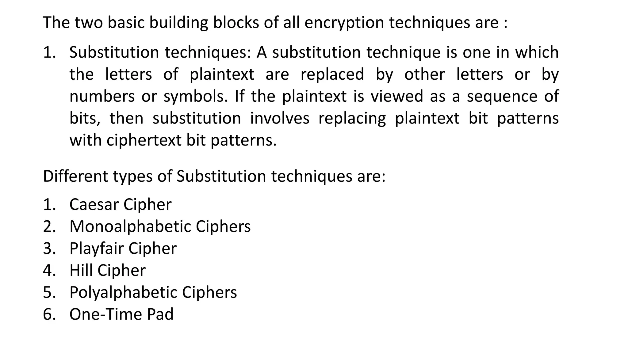 Symmetric Cipher Model Substitution Techniques Transposition