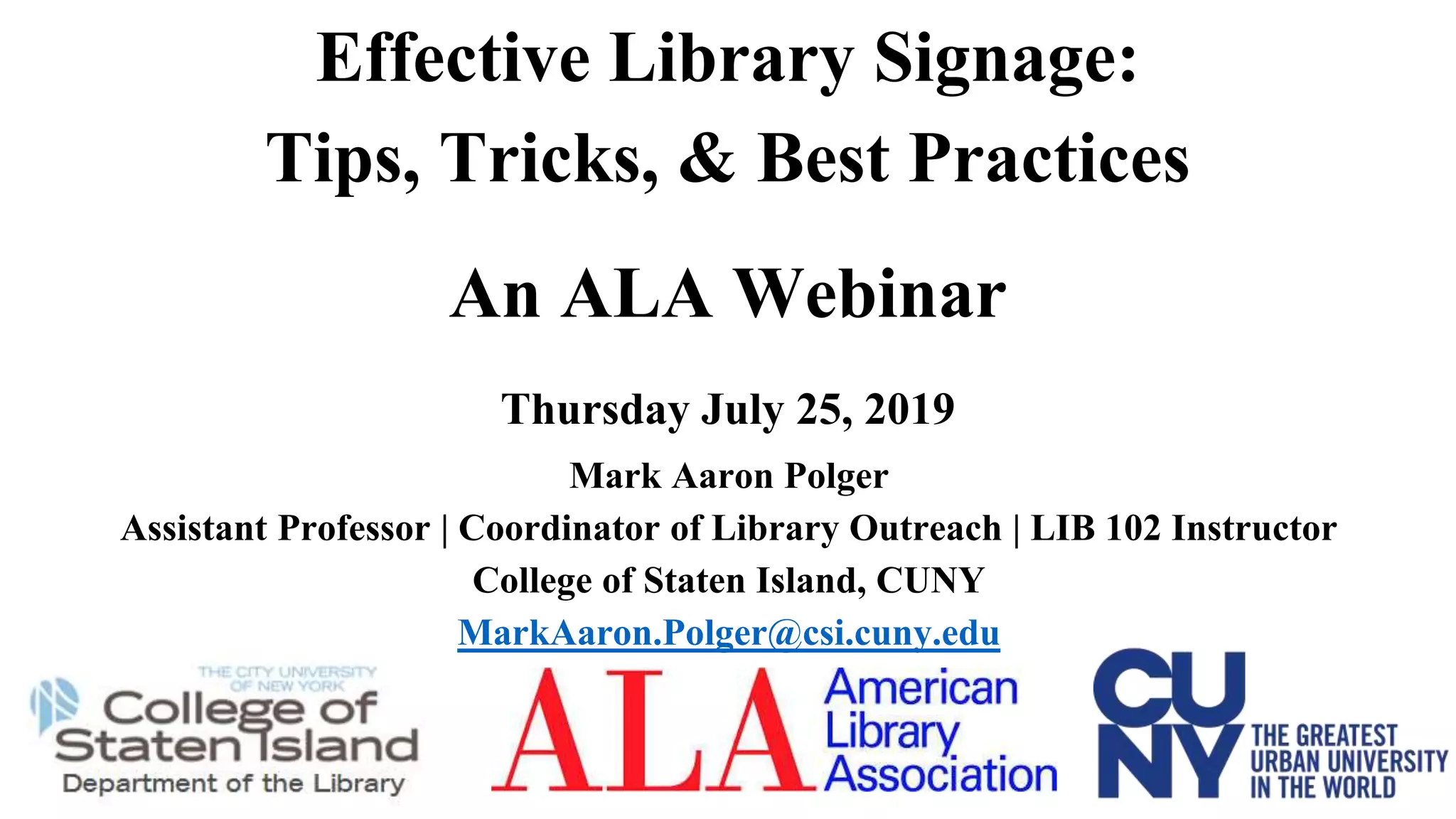 Effective Library Signage: Tips, Tricks, & Best Practices (July 2019 ...