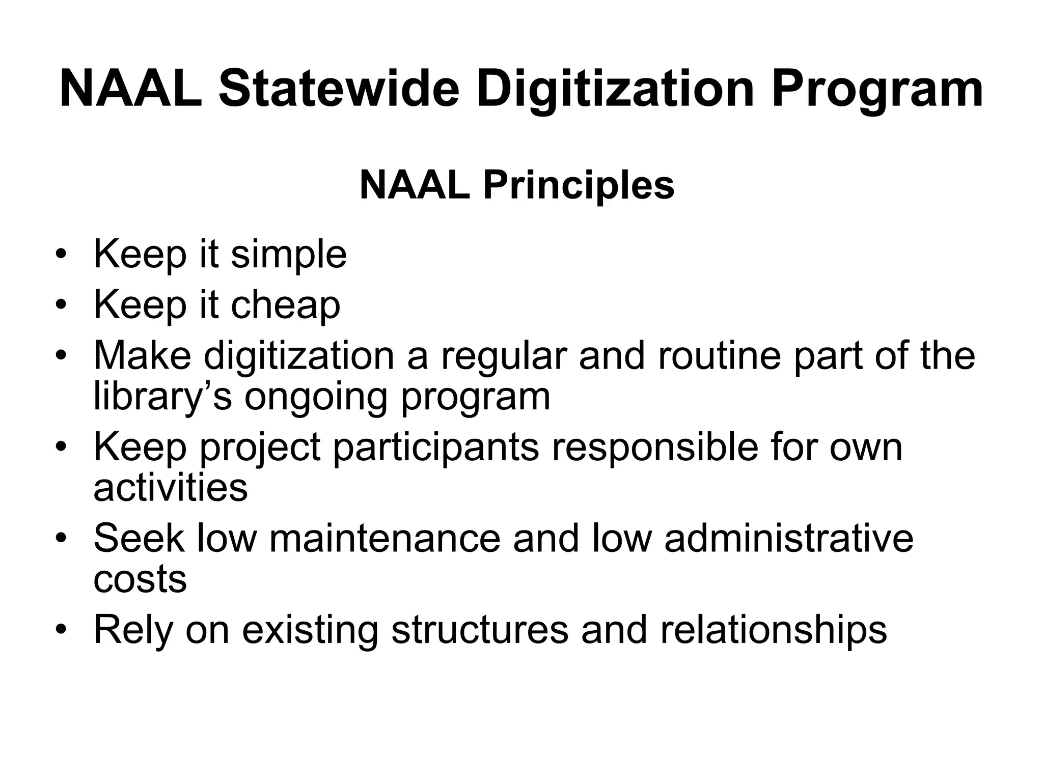 NAAL Statewide Digitization Program | PPT