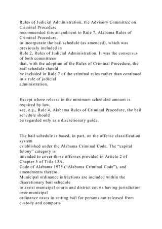 Alabama Rules of Criminal Procedure Rule 7. Release. .docx