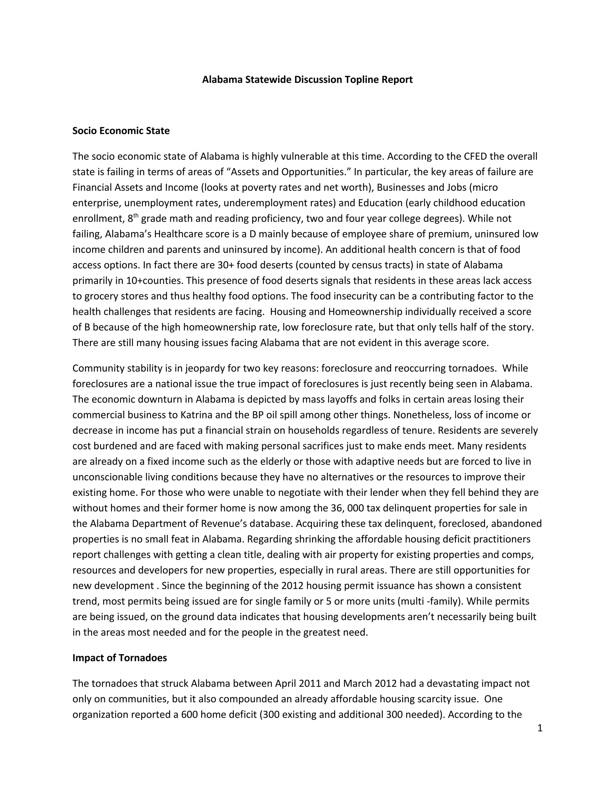 Alabama statewide discussion topline report 5.3.12
