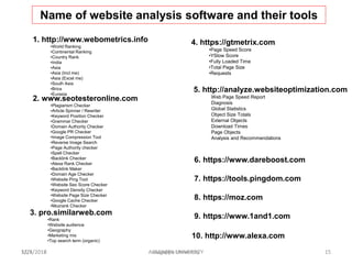 A WEBOMETRICS ANALYSIS OF PHYSICAL EDUCATION AND SPORTS UNIVERSITIES IN INDIA | PPT