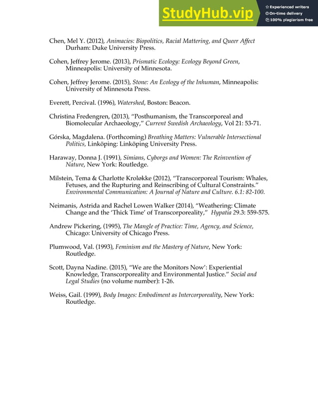 Alaimo Trans Corporeality For The Posthuman Glossary | PDF