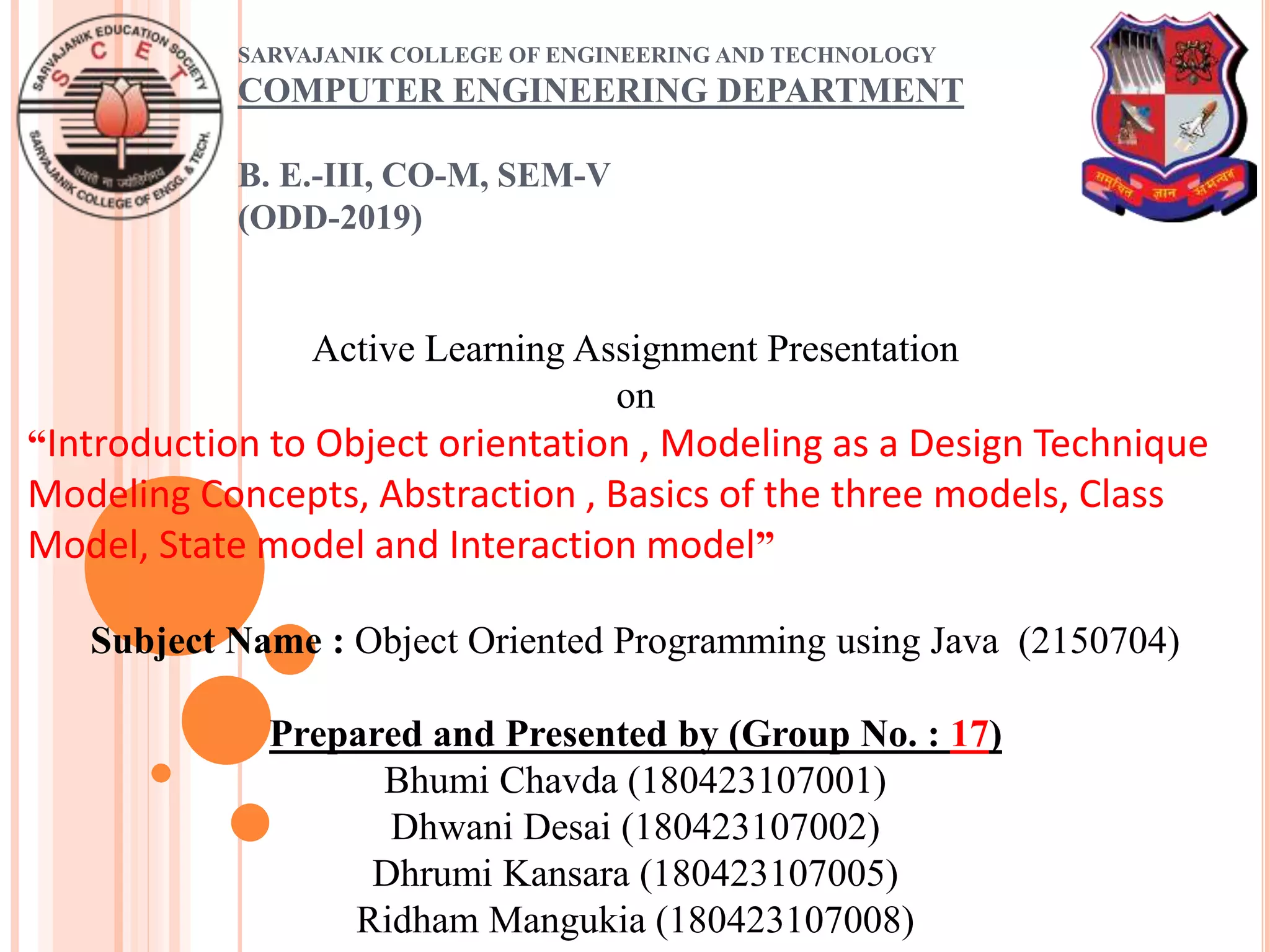 Introduction To Object Orientation Modeling As A Design Technique Modeling Concepts 2257