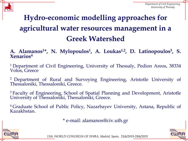 Hydro-economic modelling approaches for agricultural water resources ...