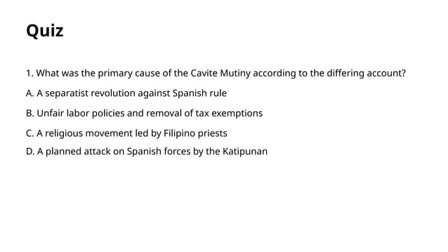 Cavity mutiny Filipino Resistance: 1872, Cavite Mutiny: Seeds of ...