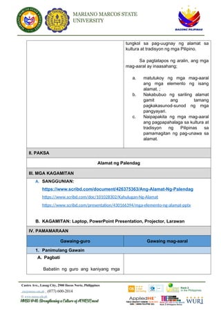 Alamat ng Palendag Final.docxaksmal;xmaLSK;ADKAlsa;asaS | PDF