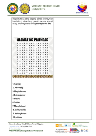 Alamat ng Palendag Final.docxaksmal;xmaLSK;ADKAlsa;asaS | DOCX