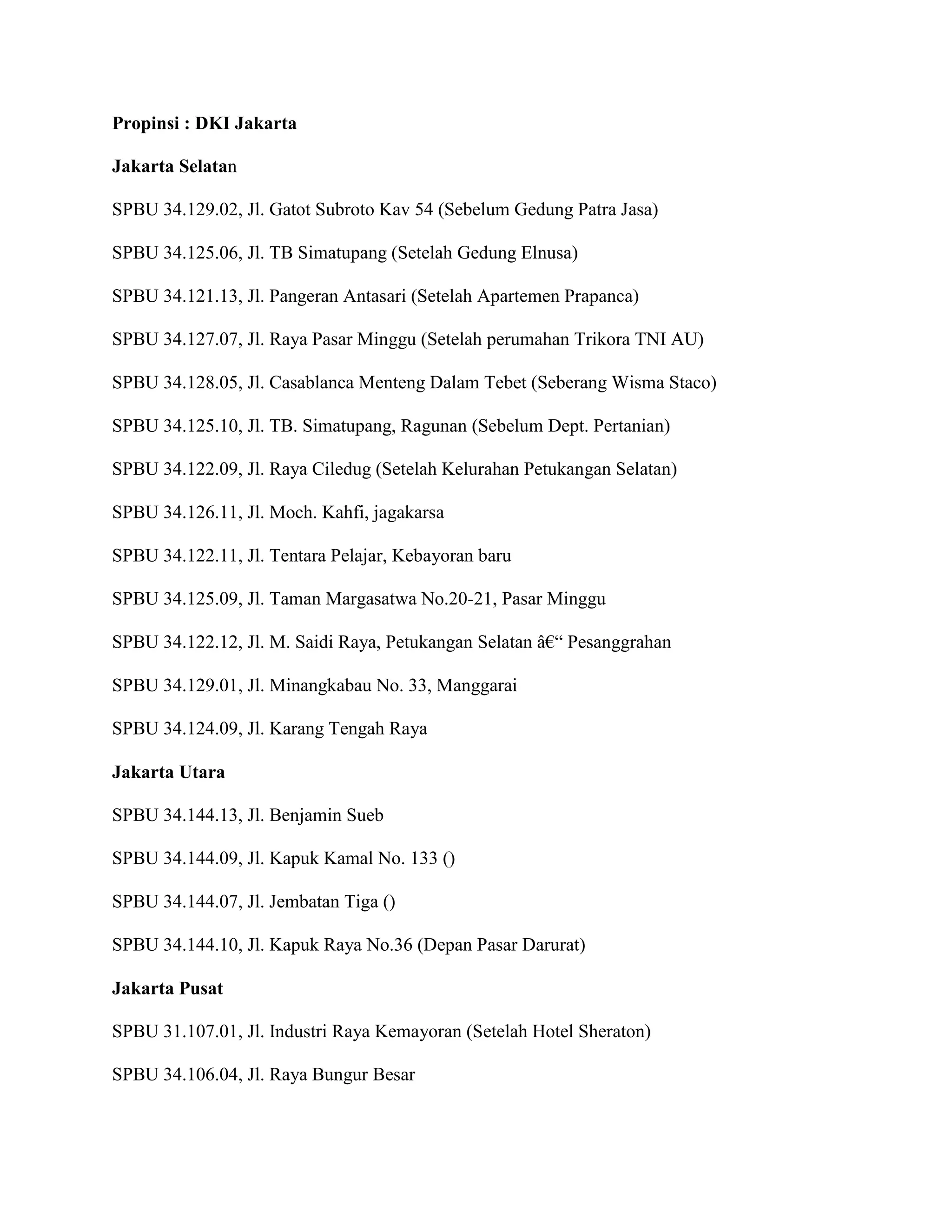 Alamat spbu | PDF