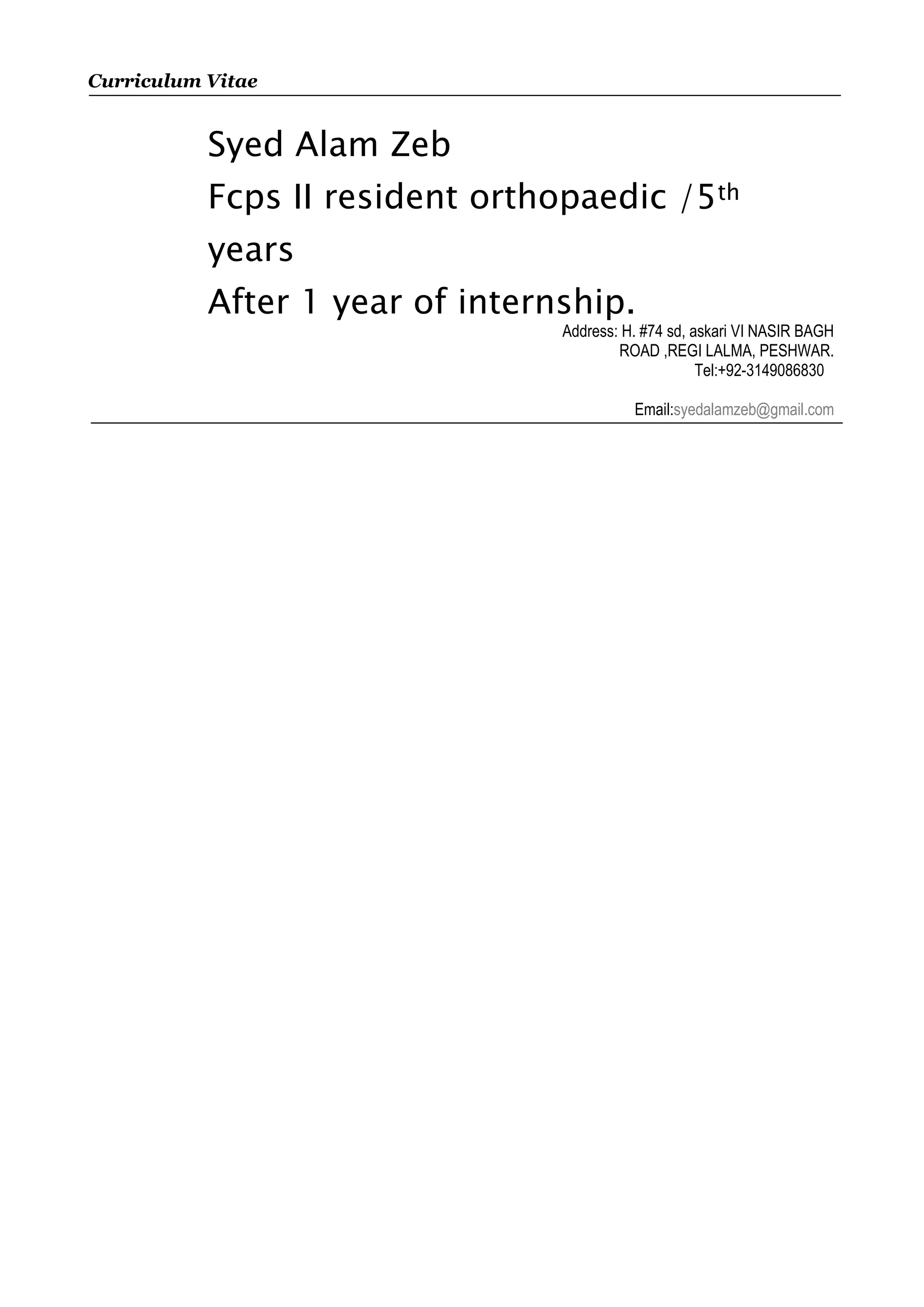 Dr.Syed Alam Zeb cv | DOCX