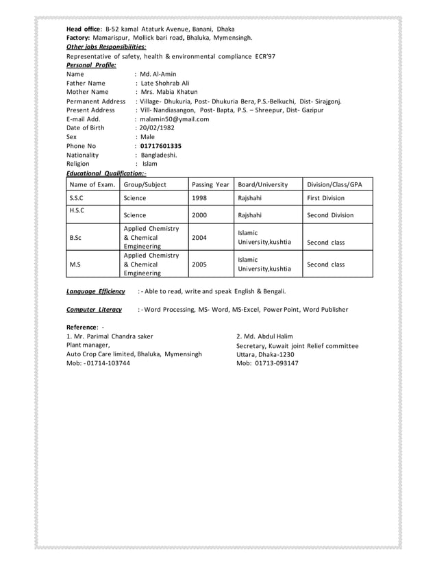 Alamin cv 1 | DOCX | Education