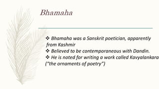 Alamkara school-Bhamaha,Udbhata & Rudrata.. | PPTX