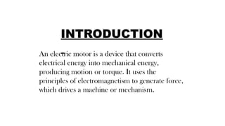 Electric motor seminar. Presentation on class | PPTX
