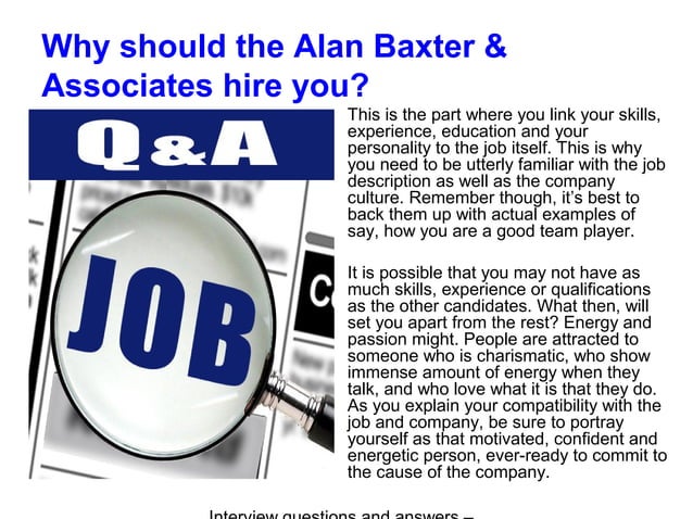 Alan baxter & associates interview questions and answers | PPT