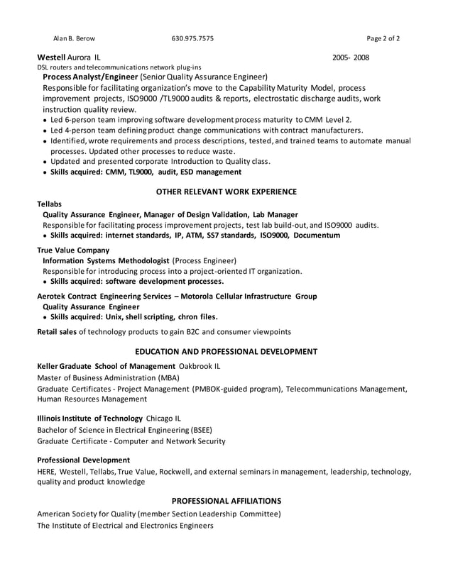 Alan Berow Technical Support Resume | PDF