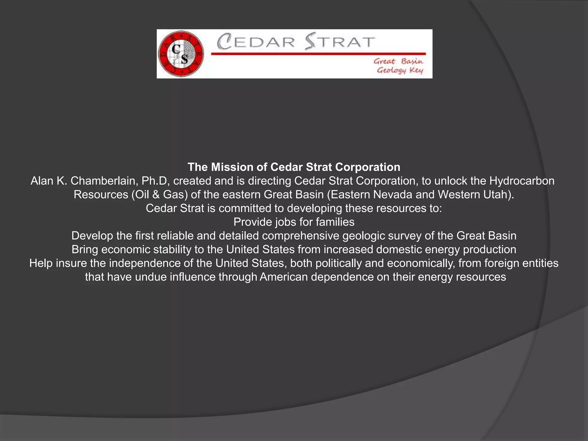 Alan chamberlain geologist cedar strat2 | PPT