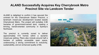 ALAND Successfully Acquires Key Cherrybrook Metro Precinct Site via ...