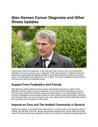 Alan Hansen Cancer Diagnosis and Other Illness Updates | PDF