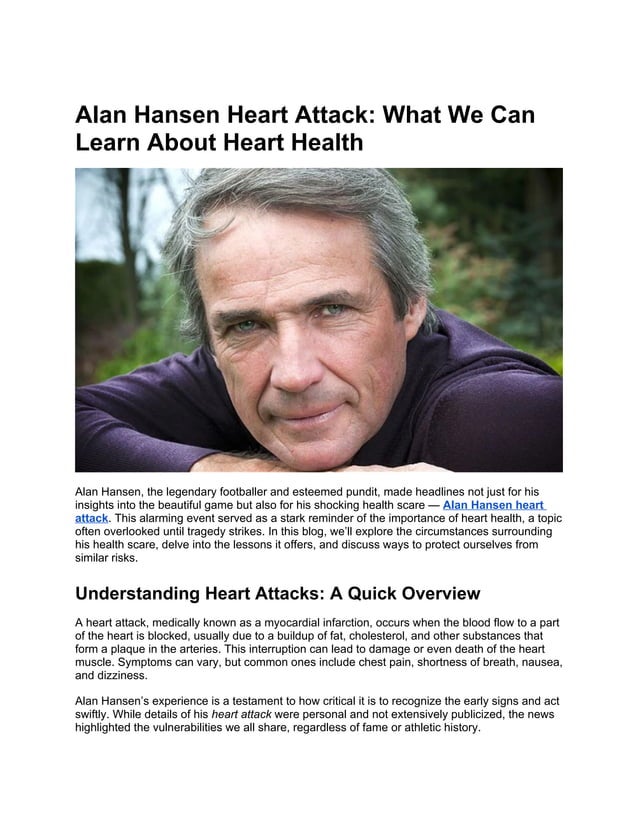 Alan Hansen Heart Attack: What We Can Learn About Heart Health | PDF