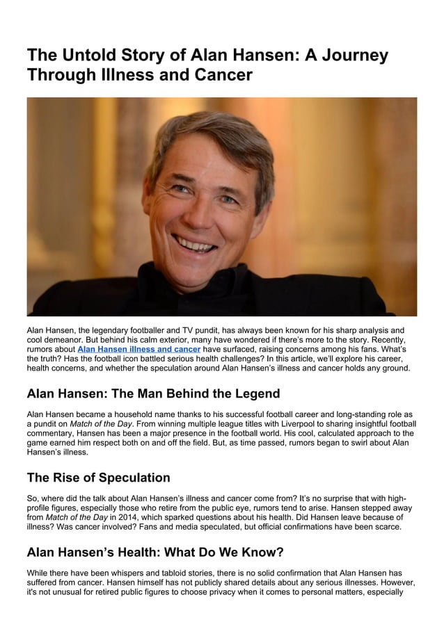 The Untold Story of Alan Hansen: A Journey Through Illness and Cancer ...