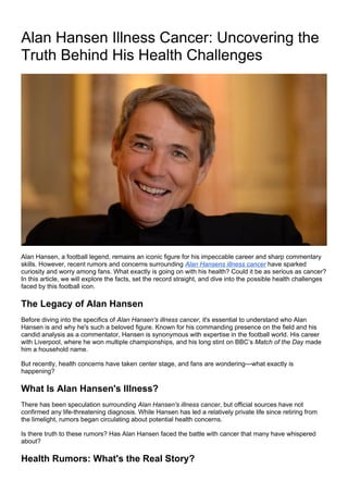 Alan Hansen Illness Cancer_ Uncovering the Truth Behind His Health ...
