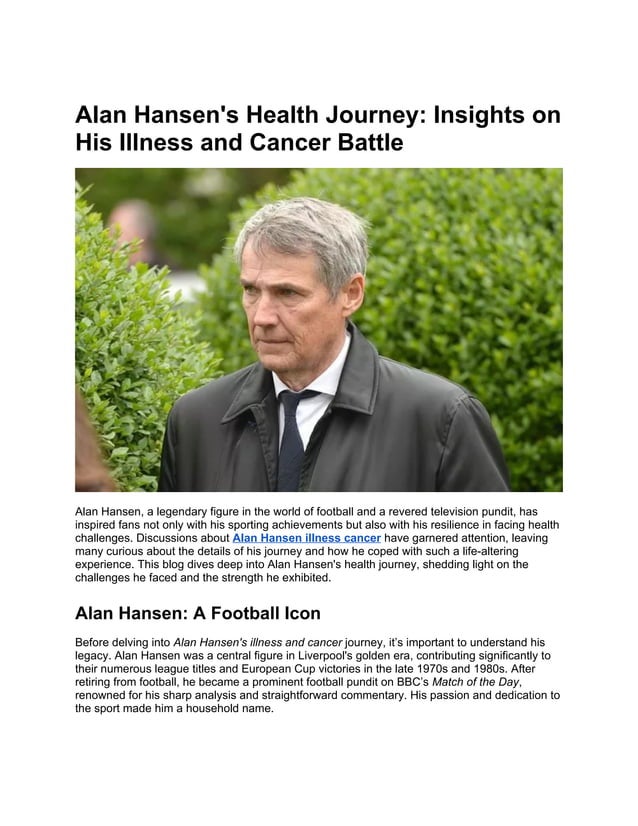 Alan Hansen's Health Journey: Insights on His Illness and Cancer Battle ...