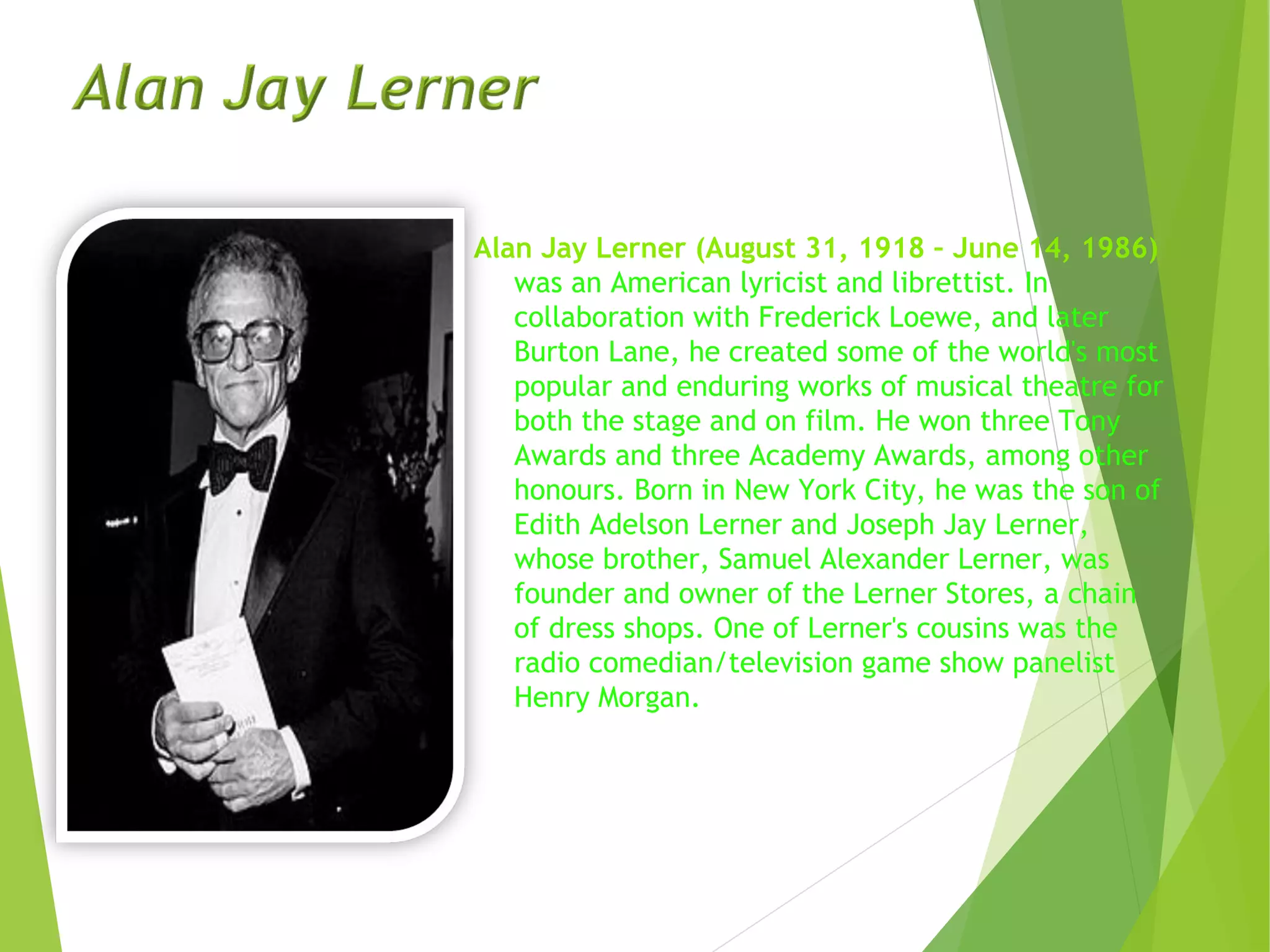 Alan jay lerner | PPT