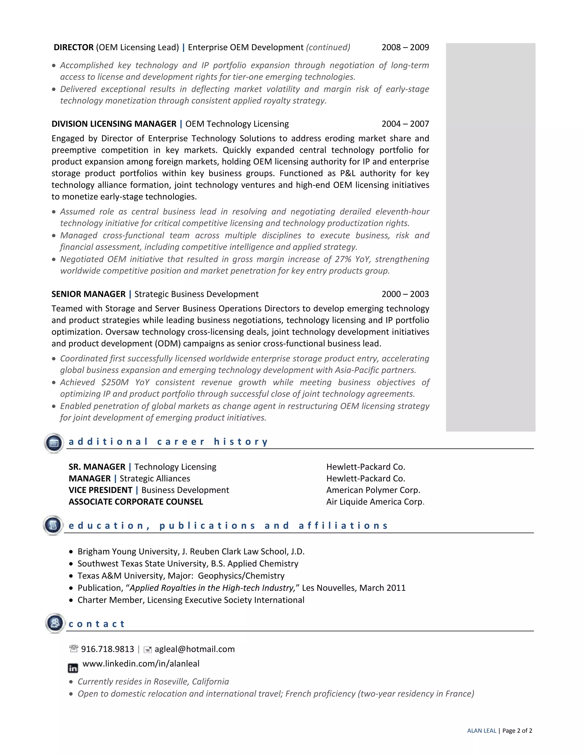 Alan leal resume (Jan2013) | PDF